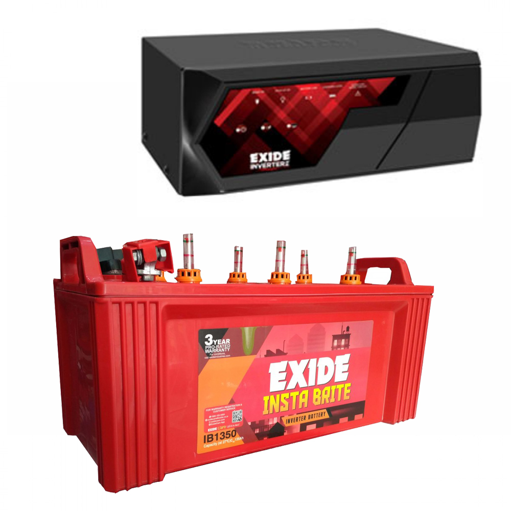 EXIDE MAGIC 625VA HOME UPS + EXIDE INSTA BRITE IB1350 Battery Combo ...